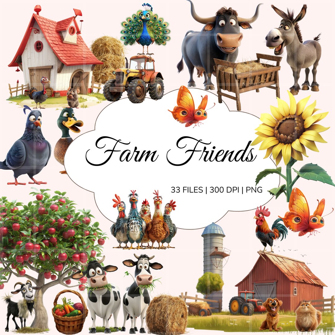 Farm Clipart, Cartoon Farm Animals PNG, Farm Animal Nursery Clipart ...