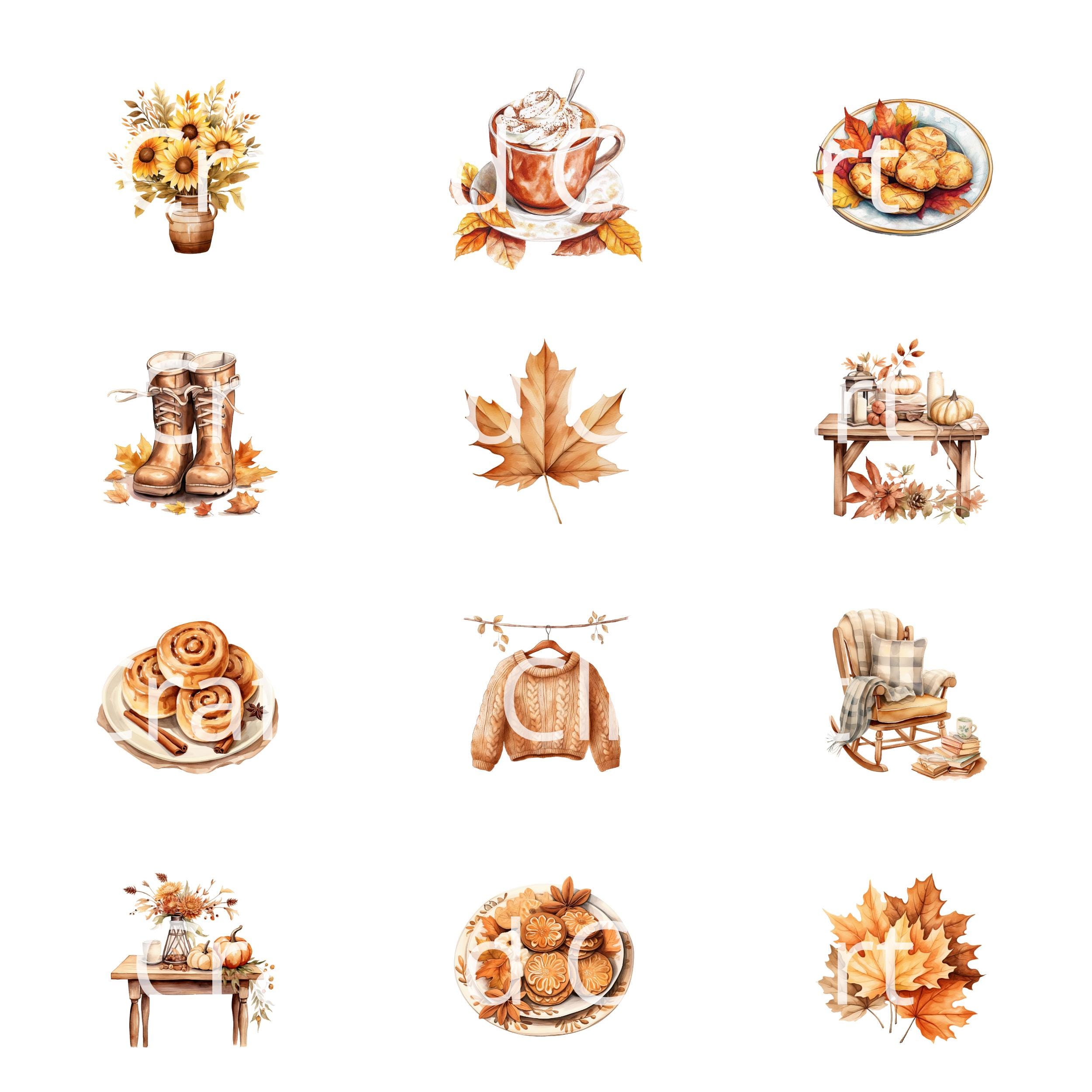 Watercolor Autumn Clipart Bundle, Cozy Fall Clipart, Warm Autumn PNG ...