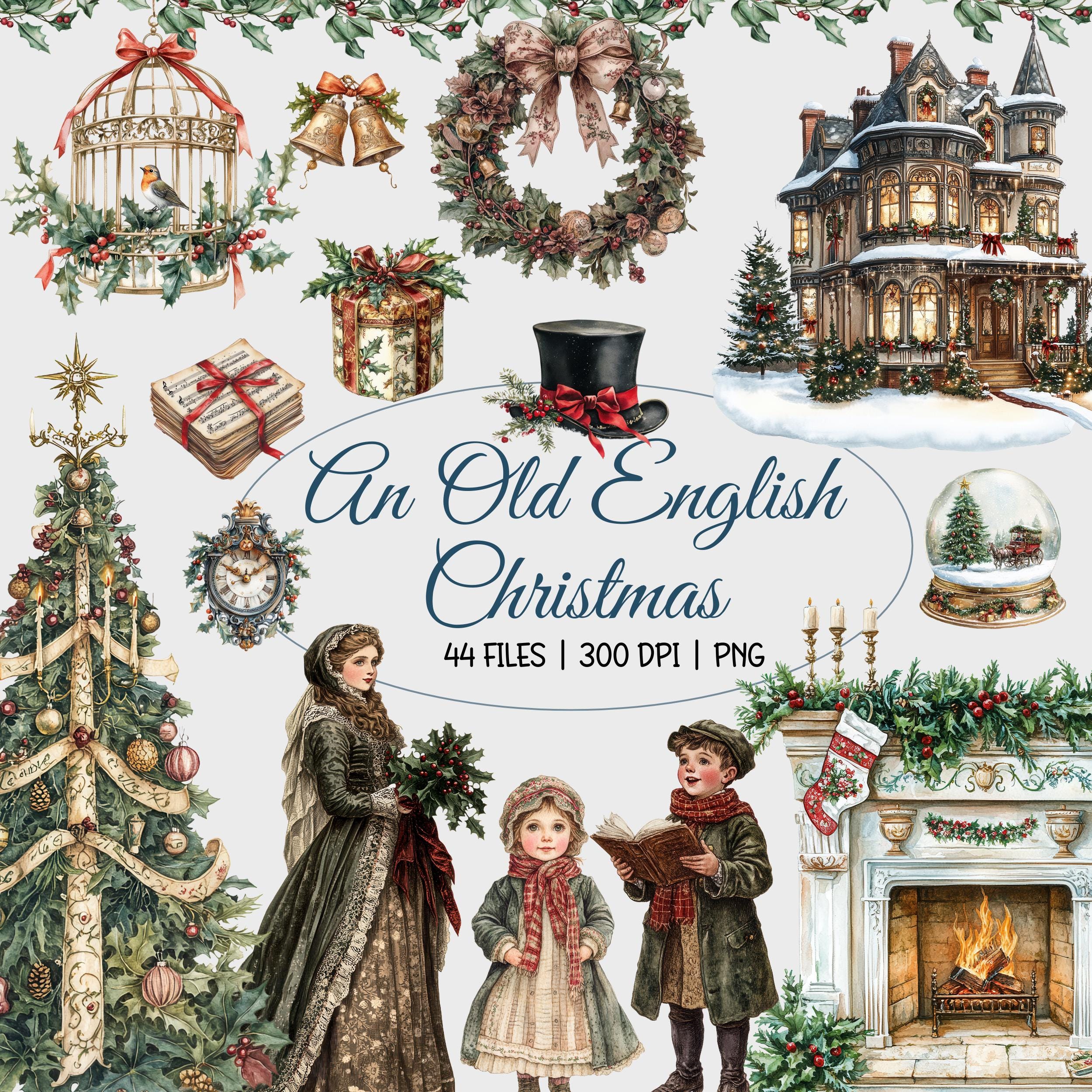 Victorian Christmas Clipart, an Old English Christmas Clipart, Vintage ...