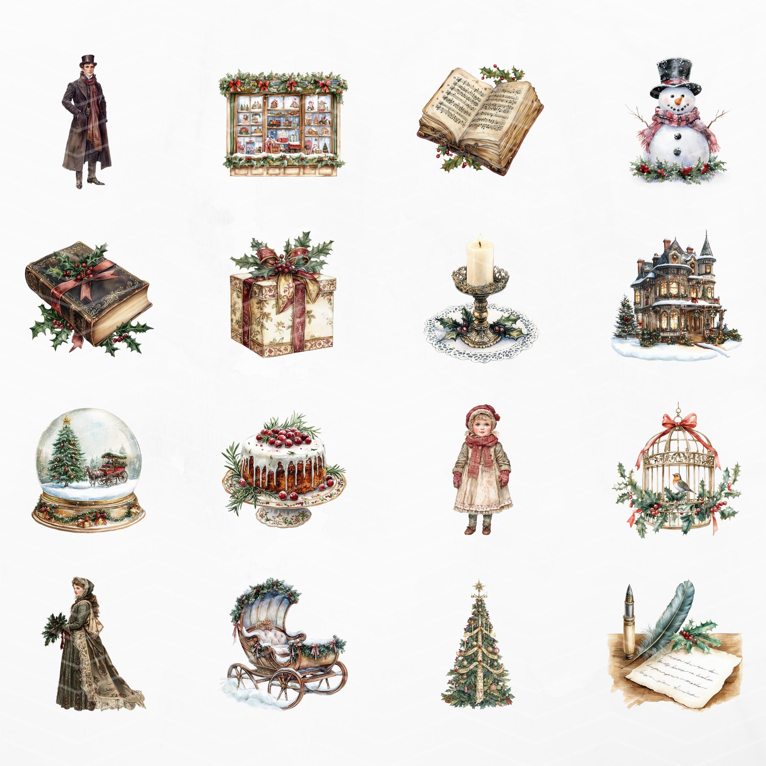 Victorian Christmas Clipart, an Old English Christmas Clipart, Vintage ...
