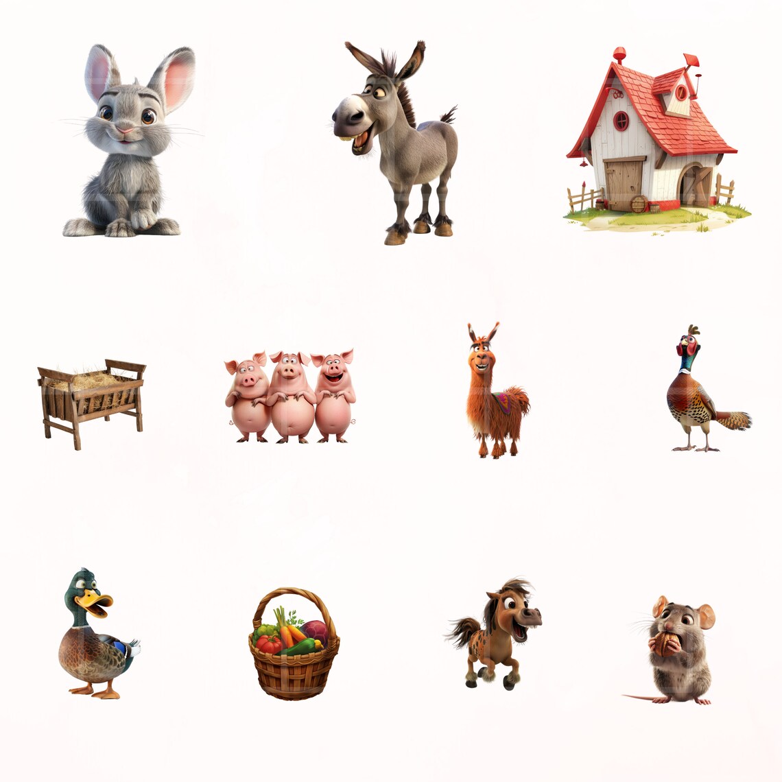 Farm Clipart, Cartoon Farm Animals PNG, Farm Animal Nursery Clipart ...