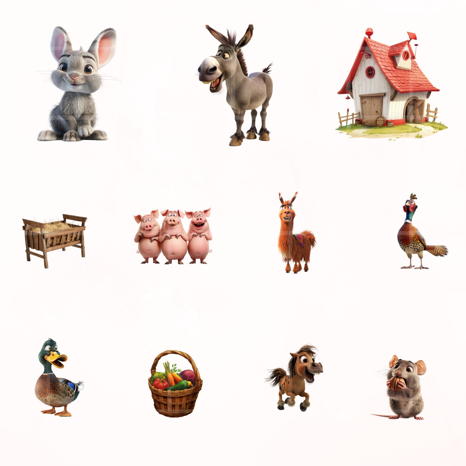 Farm Clipart, Cartoon Farm Animals PNG, Farm Animal Nursery Clipart ...