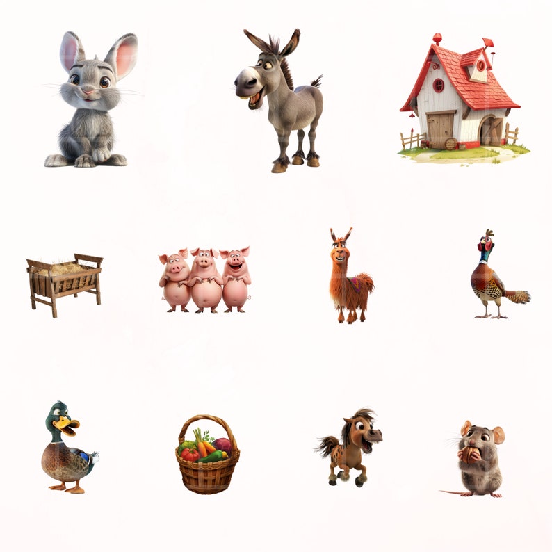 Farm Clipart, Cartoon Farm Animals PNG, Farm Animal Nursery Clipart ...
