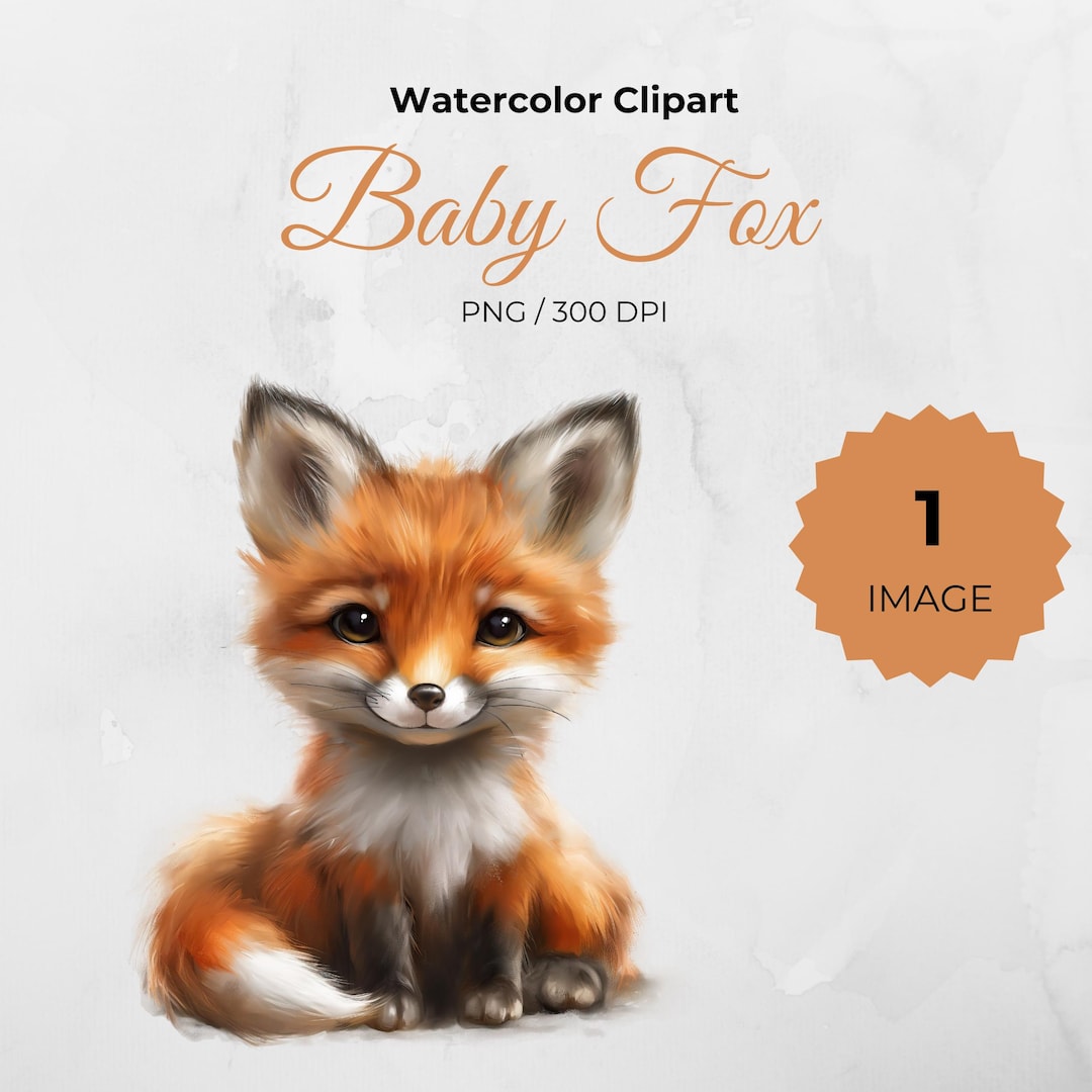 Watercolor Baby Fox Clipart, Cute Brown Baby Fox, Baby Forest Animals ...