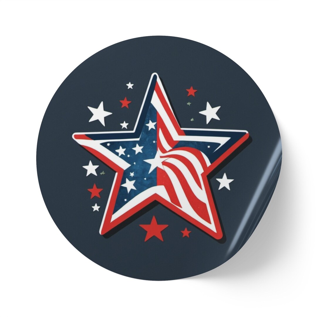 Star Round Sticker Label Rolls - Etsy