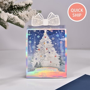CLEARANCE 3D White Christmas Tree Box Card,snowflake Cards,bow ...