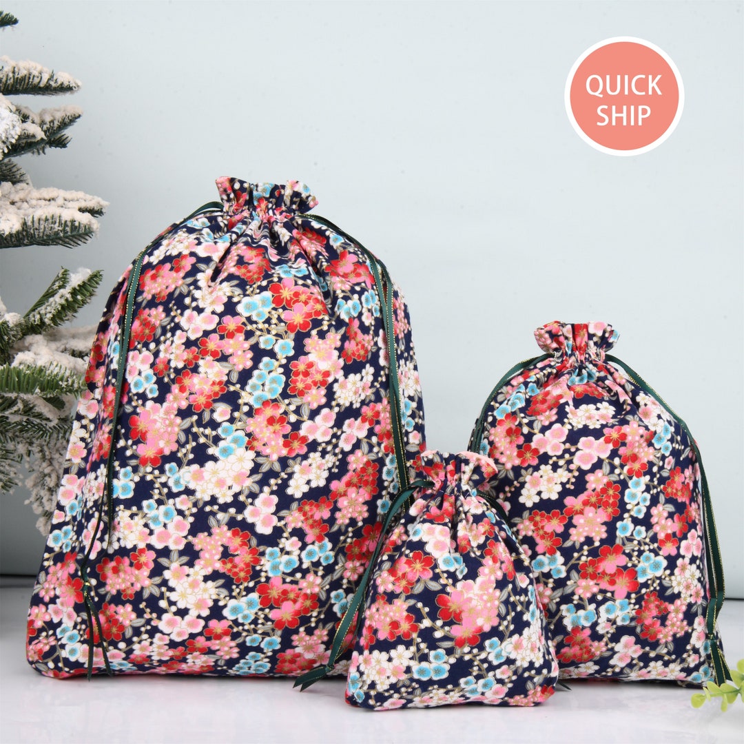 Japanese Cherry Blossoms Pattern Drawstring Gift Bag,reusable Gift Tote ...