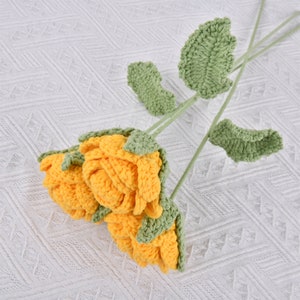 Finished Yellow Crochet Rose,fresh and Natural Colors,knitted Flowers ...