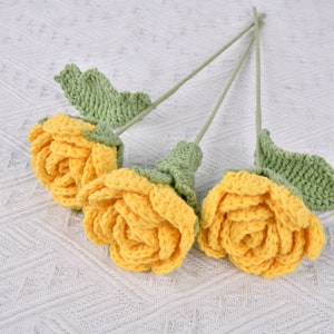 Finished Yellow Crochet Rose,fresh and Natural Colors,knitted Flowers ...