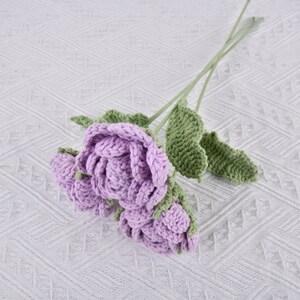 Finished Crochet Rose Bouquet,purple Rose,party Decor,forever Flower ...