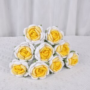 Yellow Gradient Crochet Rose,single Rose,wedding Accessories,permanent ...