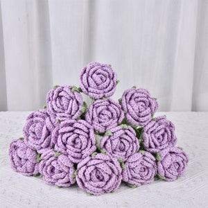 Finished Crochet Rose Bouquet,purple Rose,party Decor,forever Flower ...
