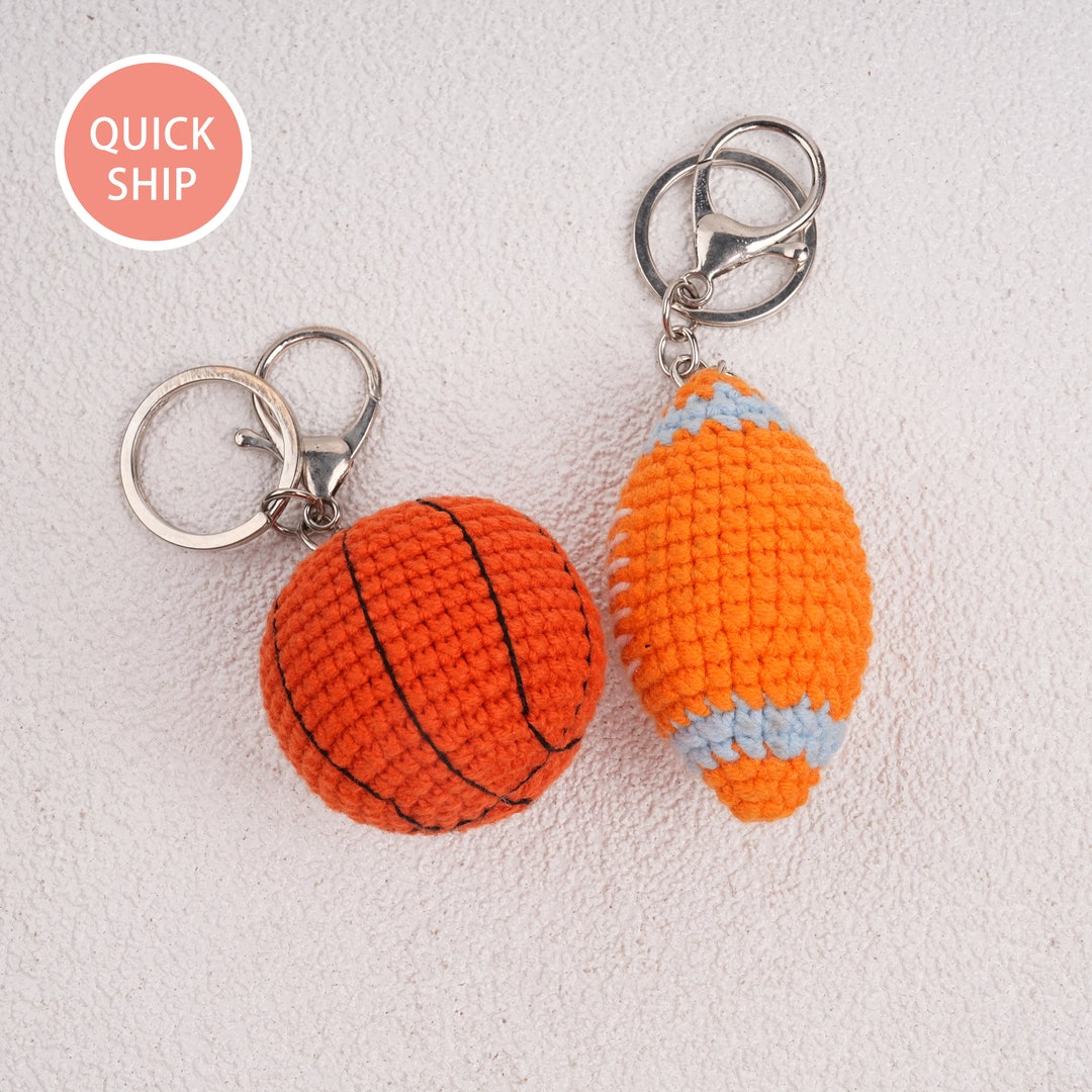 Basketball Rugby Keychain,cute Orange Mini Amigurumi Crochet Accessory ...