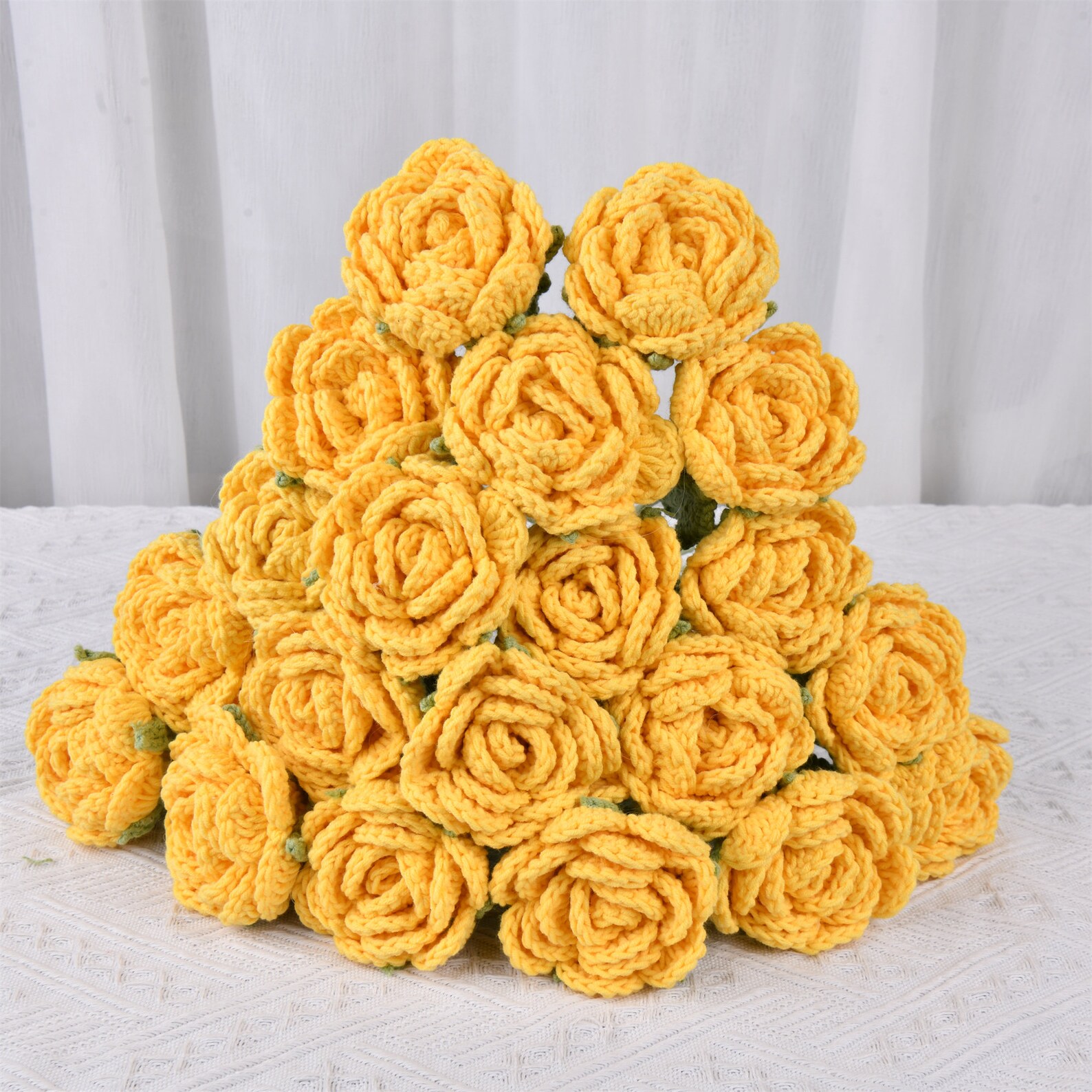Finished Yellow Crochet Rose,fresh and Natural Colors,knitted Flowers ...