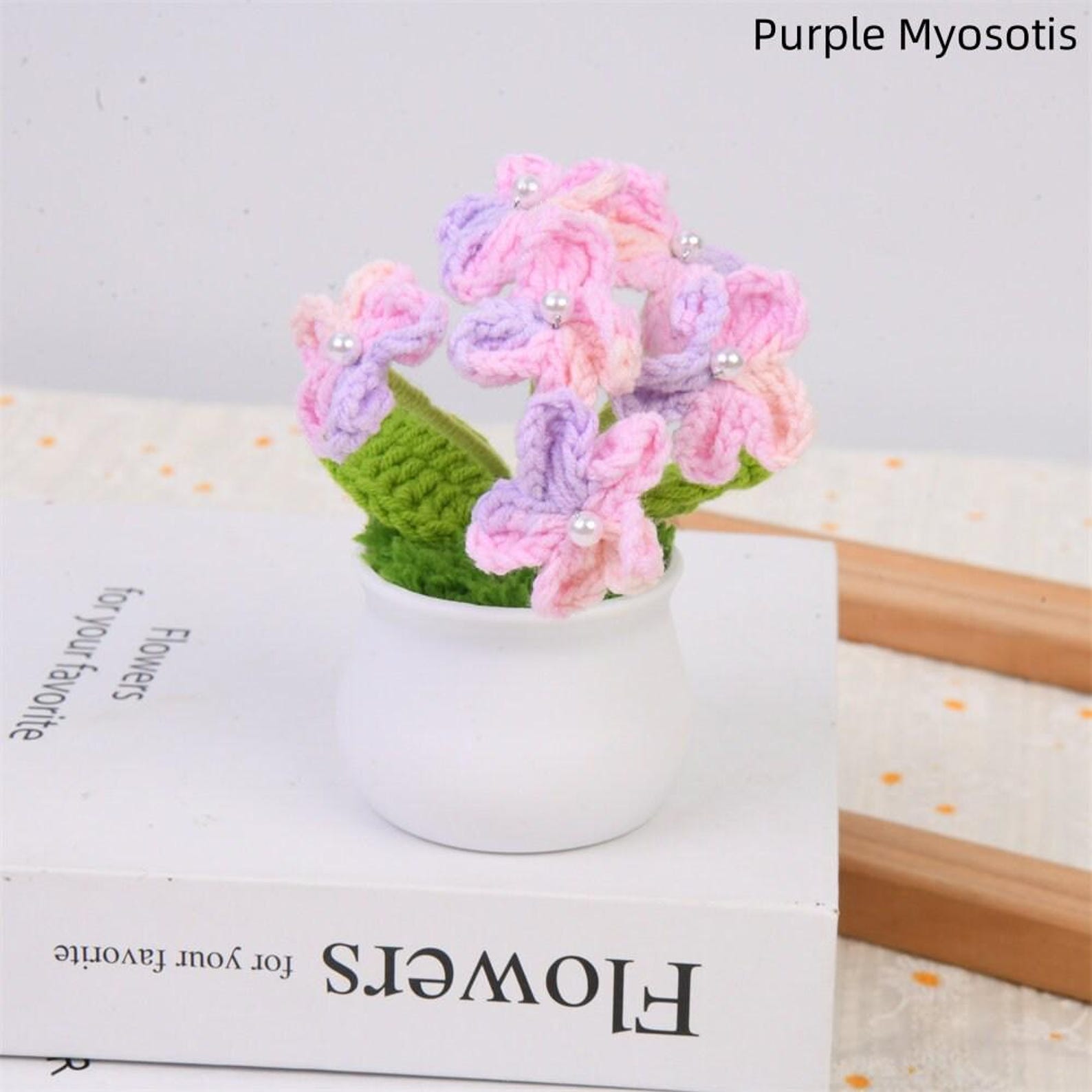 Mini Crochet Potting for Table Decor,handmade Myosotis/sunflower ...