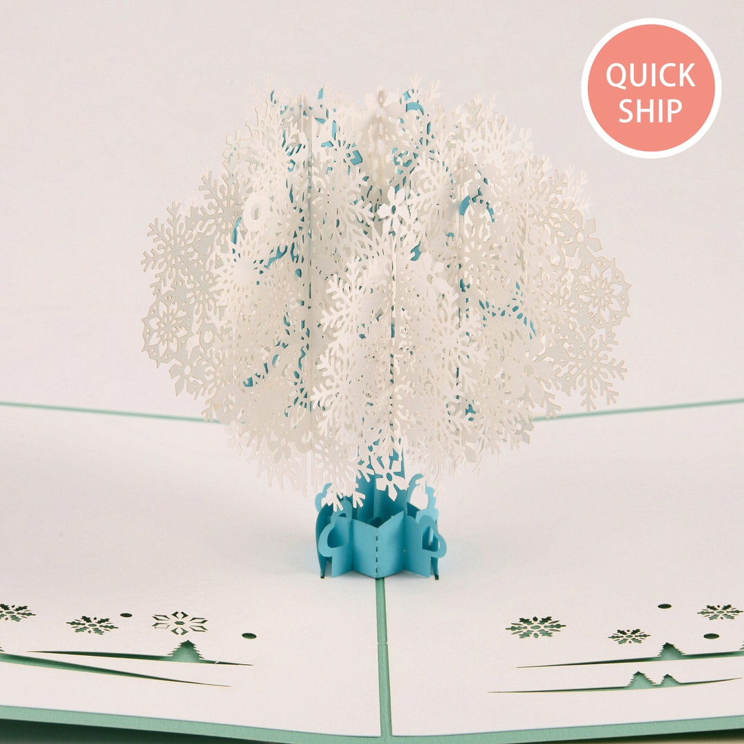 White Snowflake Tree Greeting Card,3d Pop up Card,kirigami Pop up Card ...