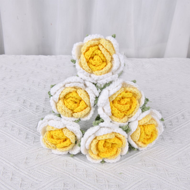 Yellow Gradient Crochet Rose,single Rose,wedding Accessories,permanent ...