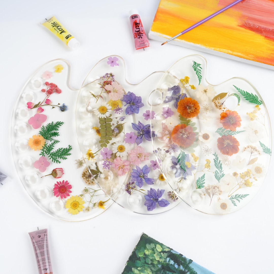Handmade Real Floral Resin Paint Palette,dried Flower Art,creative Tool ...