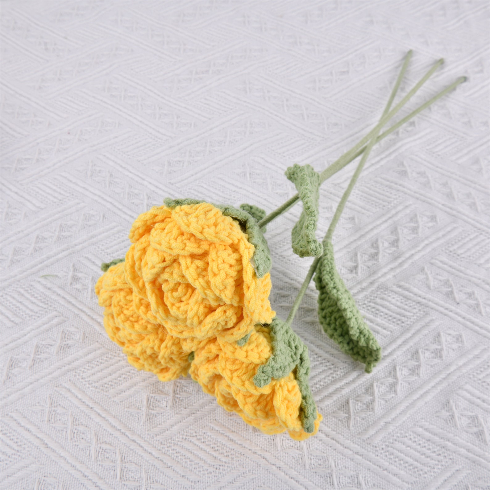 Finished Yellow Crochet Rose,fresh and Natural Colors,knitted Flowers ...