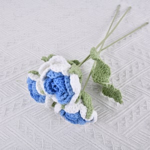Blue Gradient Crochet Rose,wedding Flowers,crochet Rose,handmade Flower ...