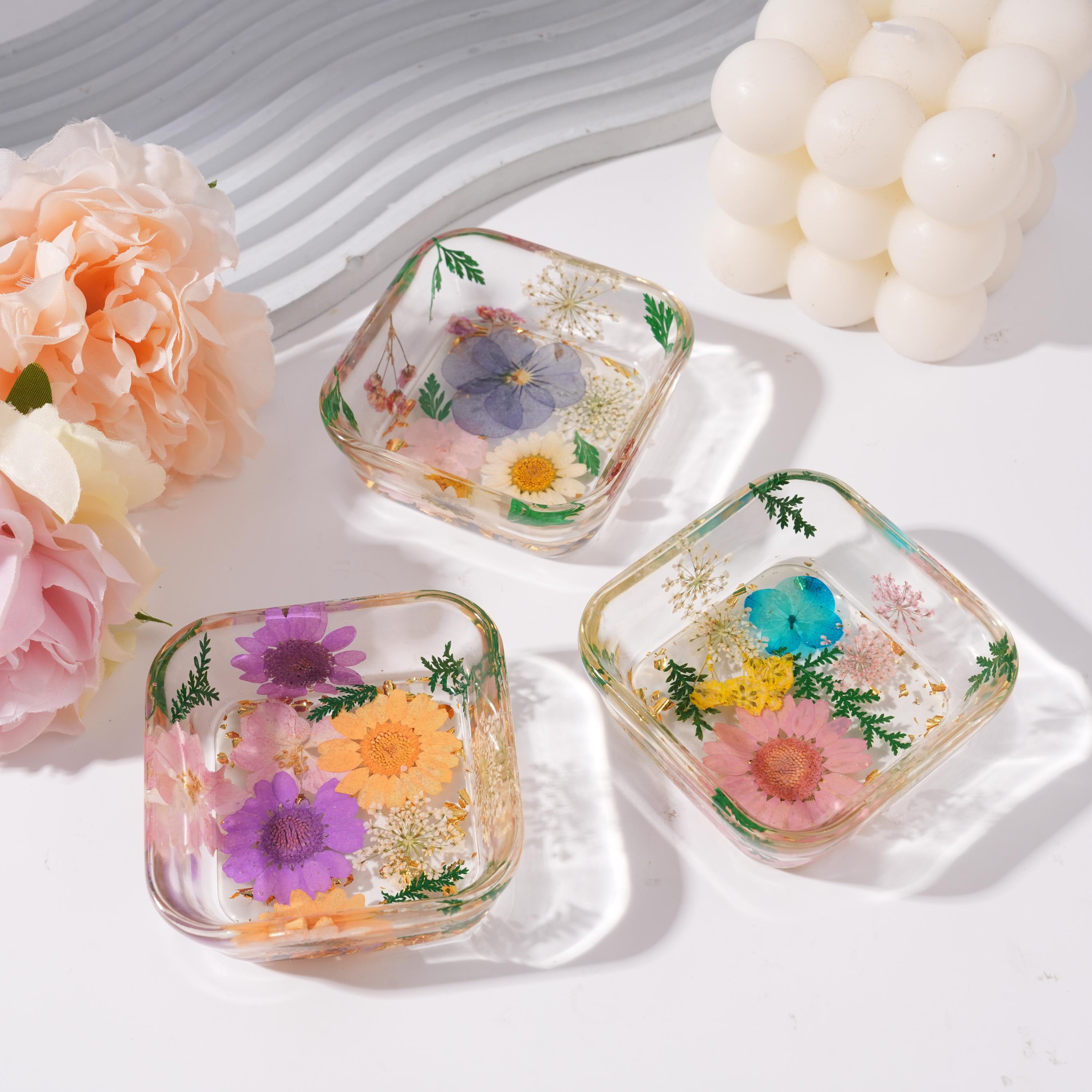 Small Square Floral Jewelry Tray,real Dried Pansies Daisy,baby's Breath ...