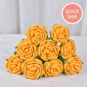 Finished Yellow Crochet Rose,fresh and Natural Colors,knitted Flowers ...
