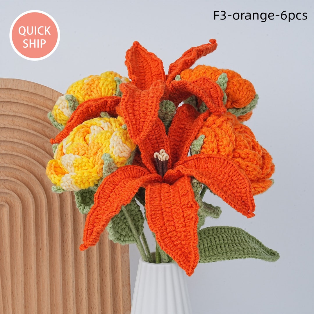 Crochet Lily Rose Bouquet,finished Rose for Lovers,forever Bouquet ...