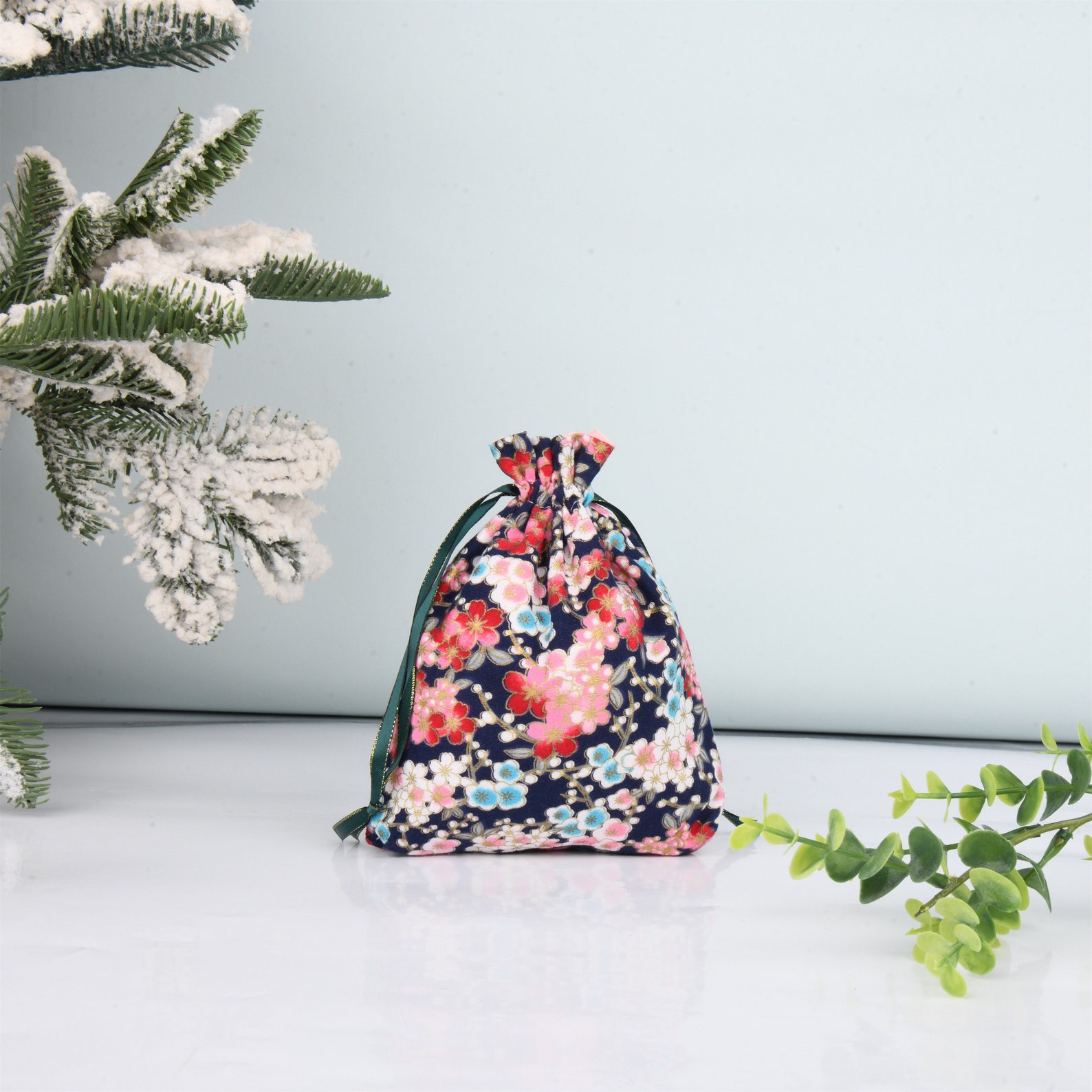 Japanese Cherry Blossoms Pattern Drawstring Gift Bag,reusable Gift Tote ...