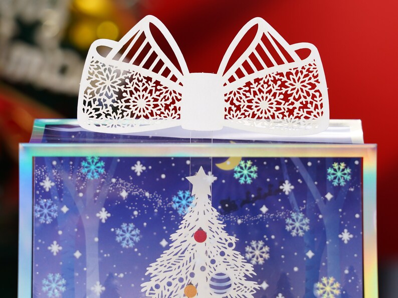 3D White Christmas Tree Box Card,snowflake Cards,bow,christmas Window ...