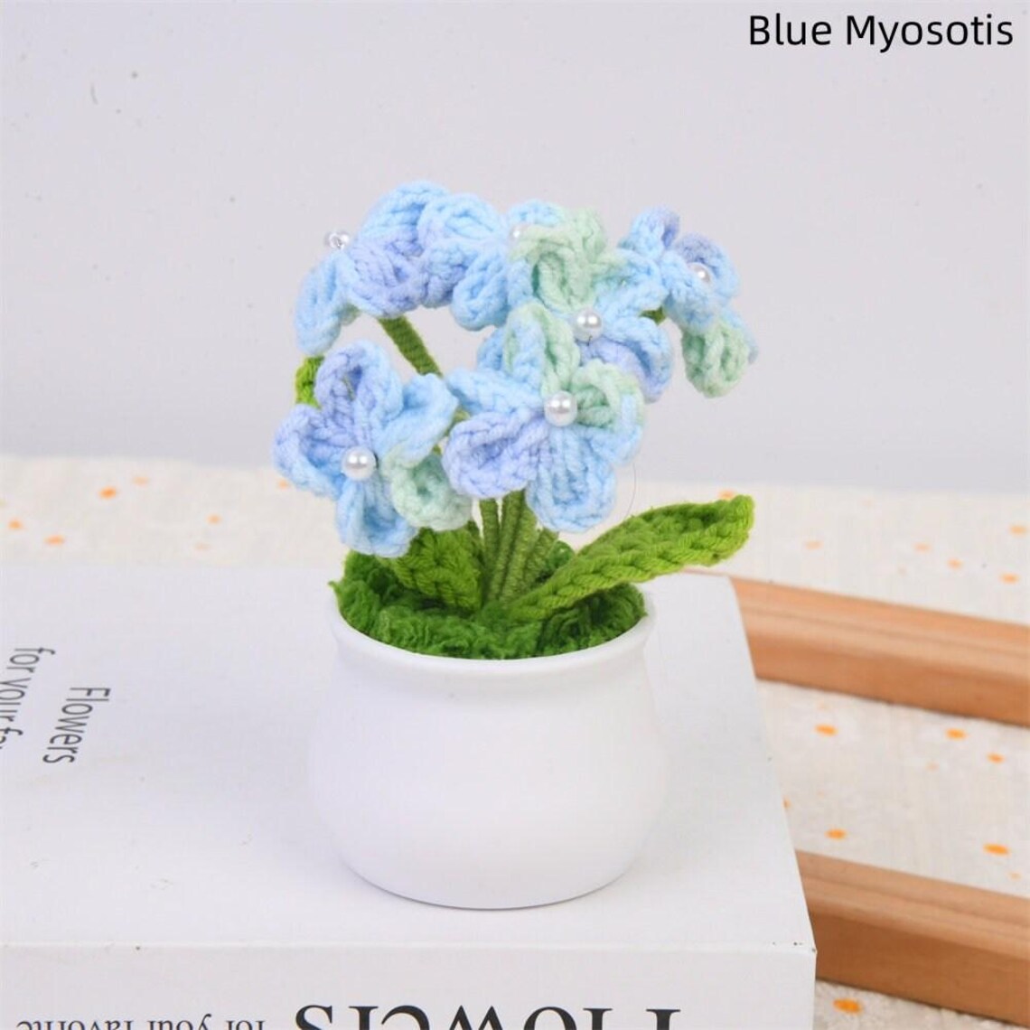 Mini Crochet Potting for Table Decor,handmade Myosotis/sunflower ...