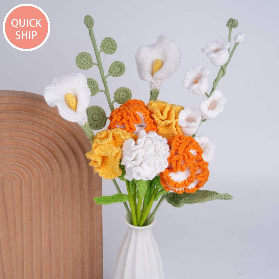 6/9pcs Crochet Carnation Bouquet for Mom,knitted Calla Lily,home Decor ...