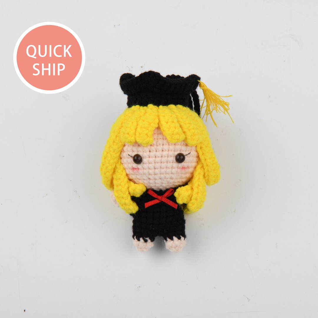 Crochet Graduation Girl Doll,yellow Hair Toy,car Hanging Pedant,car ...