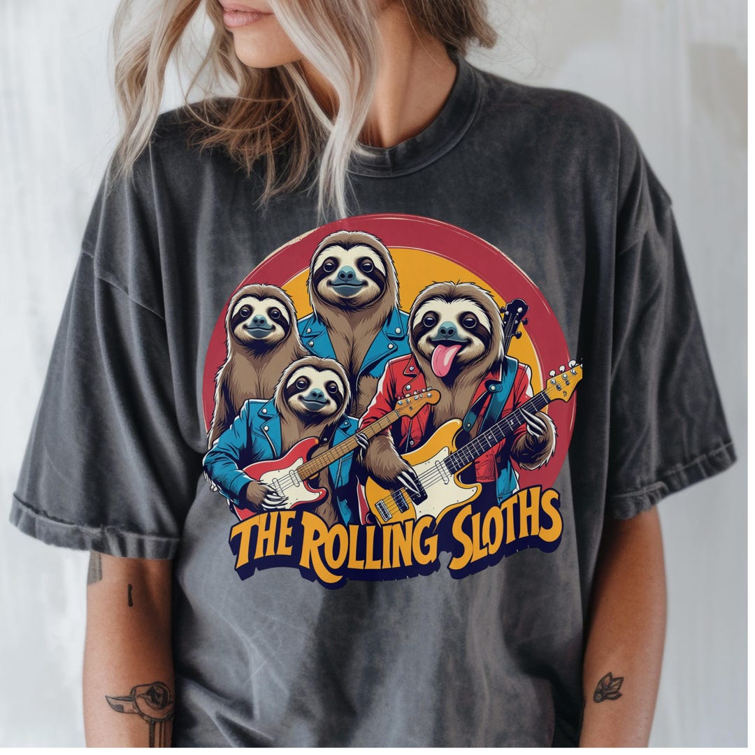 The Rolling Sloths, Sloth Png, Rock Band Shirt, Animal Digital Download ...