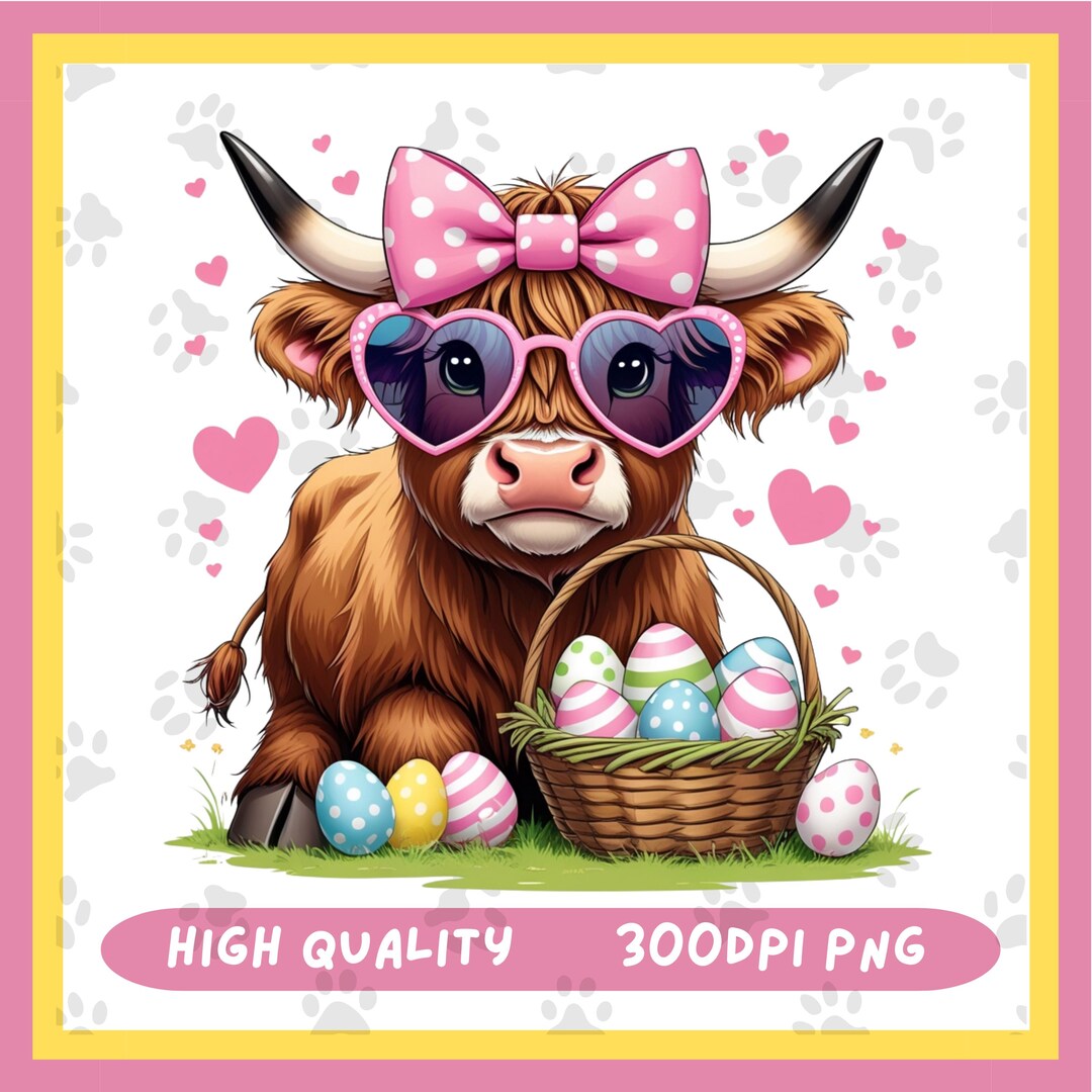Easter PNG, Cute Cow Shirt, Highland Cow Design, Trendy Easter, Cow ...