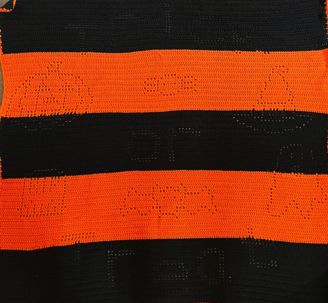 Halloween Filet Crochet Blanket Pattern - Etsy