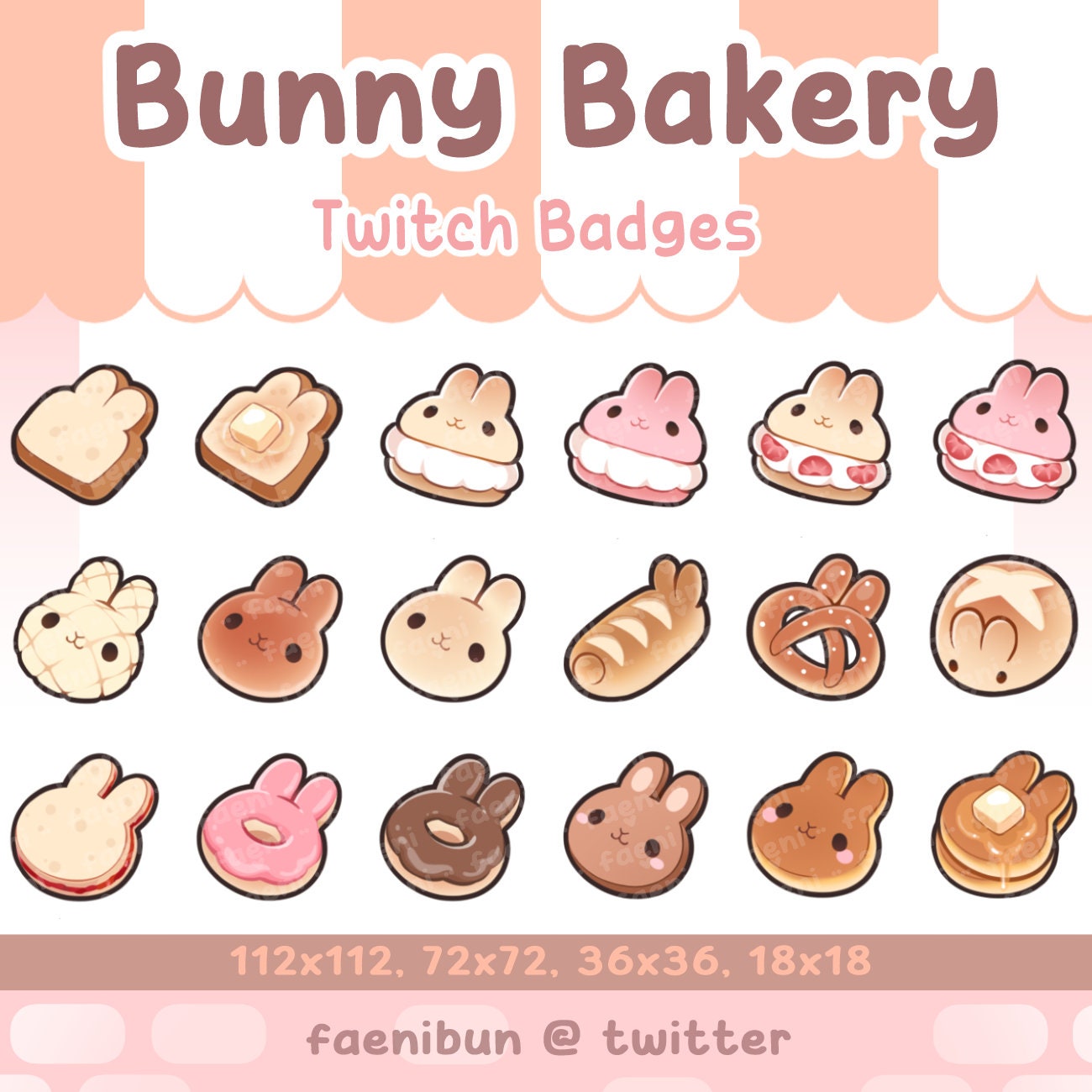 Cute Bunny Bakery Twitch Badges - Etsy