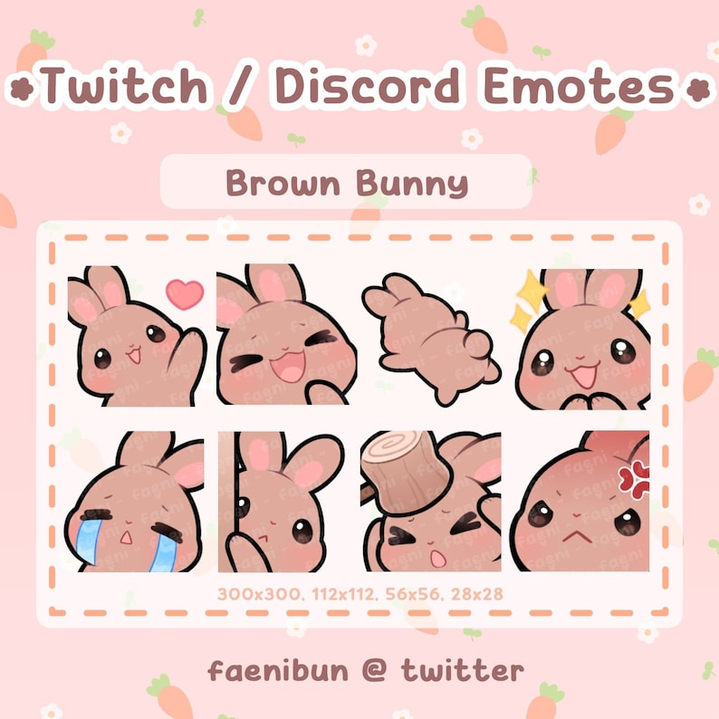 8 Cute Brown Bunny Twitch / Discord Emotes - Etsy