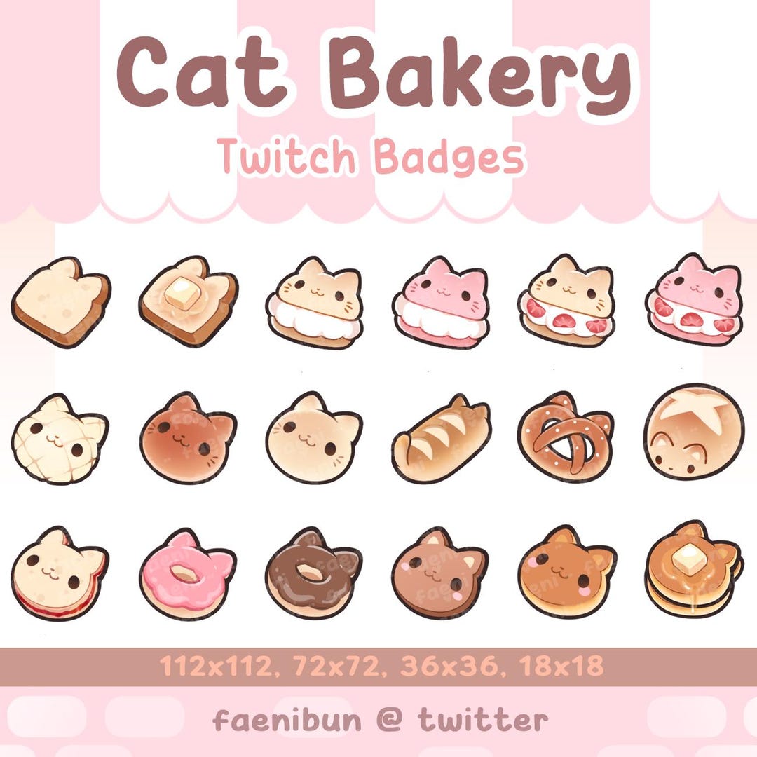 Cute Cat Bakery Twitch Badges - Etsy