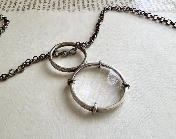 MINI 5x Magnifying Glass Monocle Necklace Ring Sz 8 // Sterling Silver ...