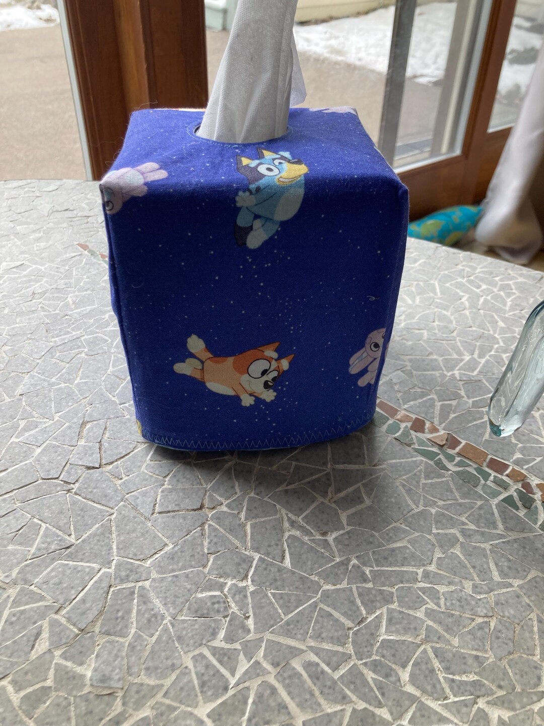 Handmade Bluey and Family REVERSIBLE Fabric Cube Tissue Box Cover ...