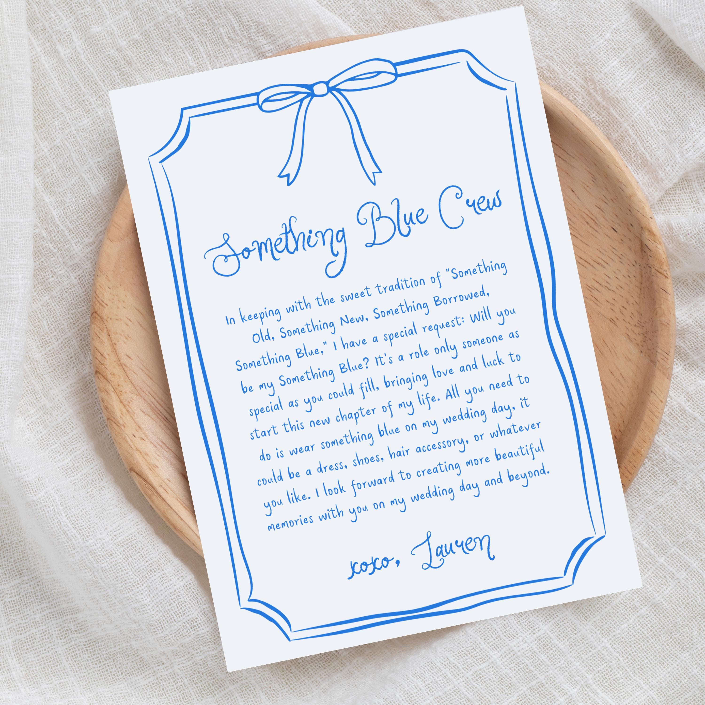 Something Blue Crew Proposal Card | Bridesmaid Canva Template (5x7 In ...