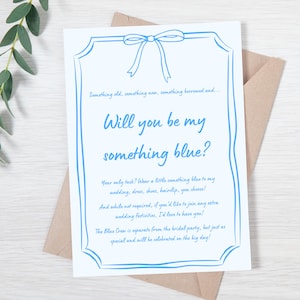 Will You Be My Something Blue Card Canva Template | Editable Bridal Party Proposal | Blue Crew ...
