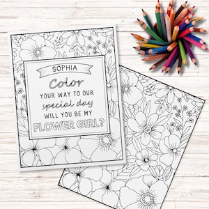 Flower Girl Proposal Coloring Page: Personalized Canva Template ...