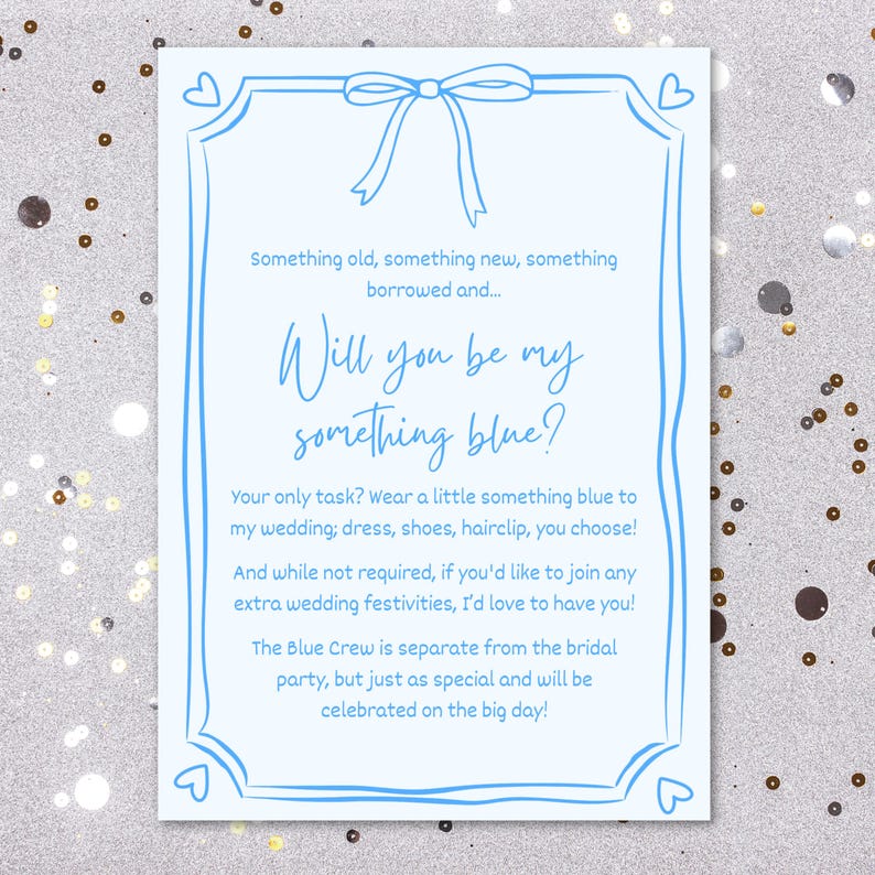 Will You Be My Something Blue Card Canva Template | Editable Bridal ...