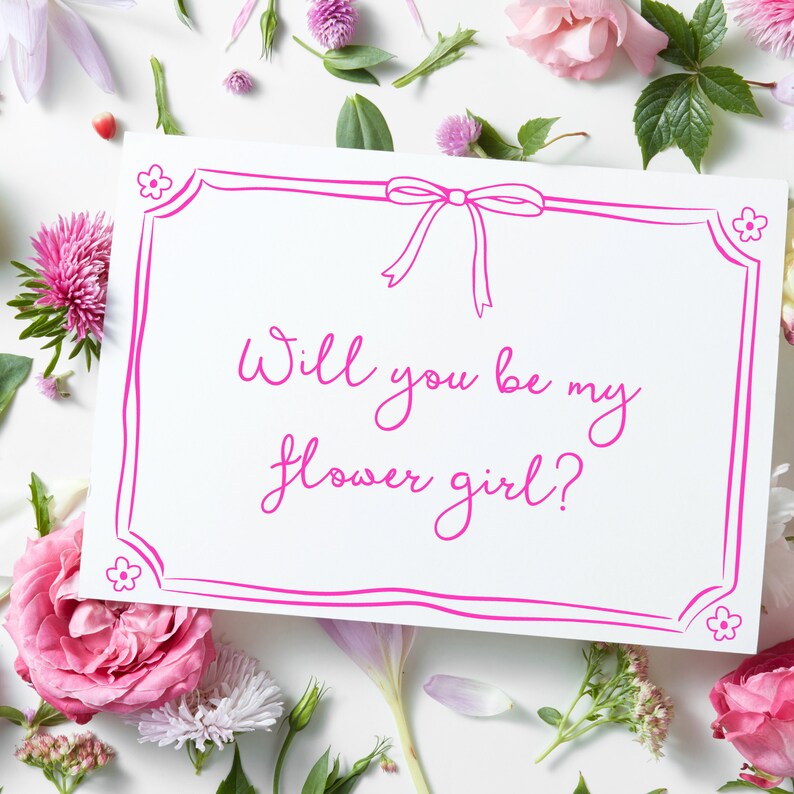Editable Flower Girl Proposal Card Canva Template | Customizable Design ...