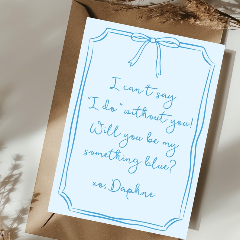 Something Blue Crew Proposal Card CANVA TEMPLATE | Will You Be My ...