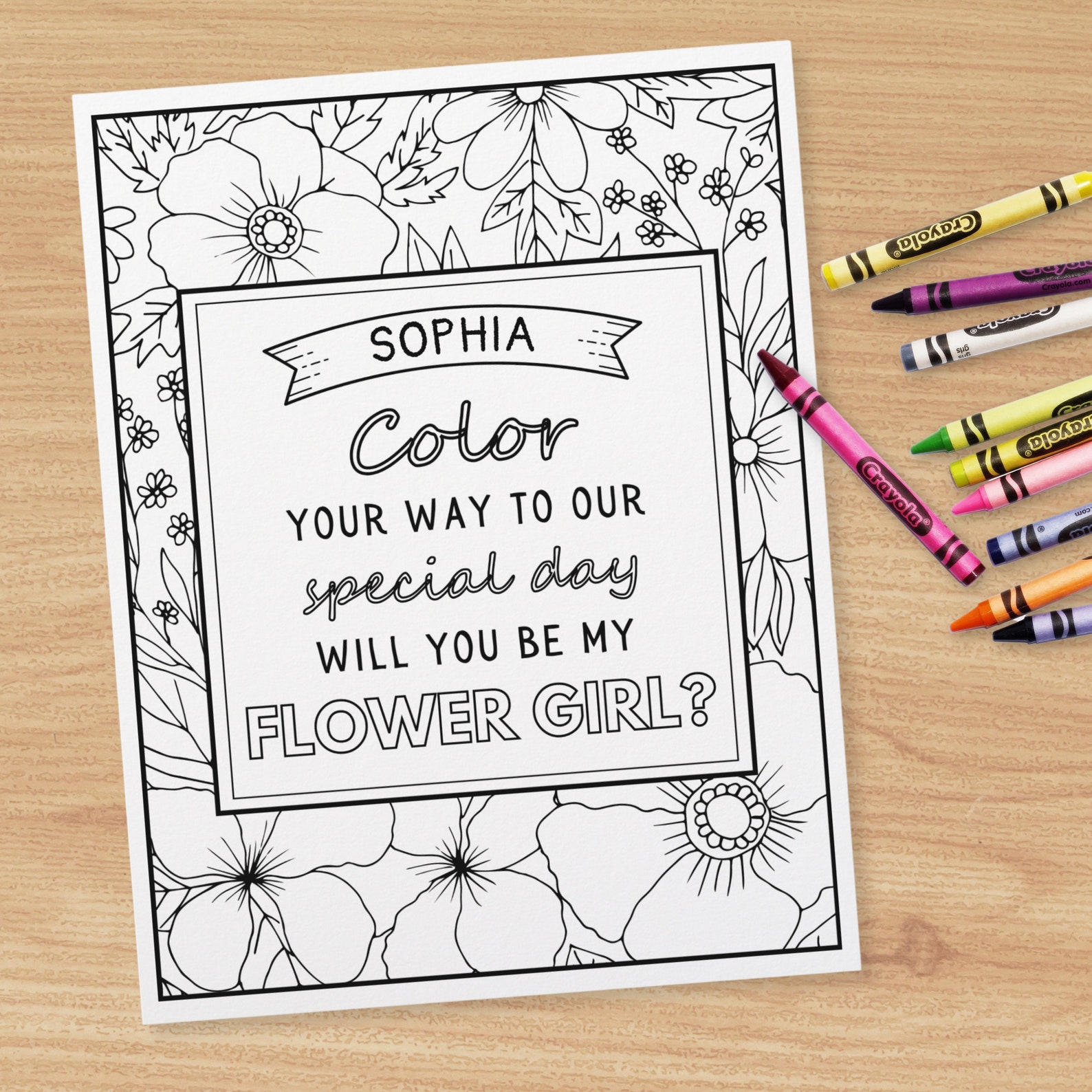 Will You Be My Flower Girl Proposal Coloring Page | Personalized ...