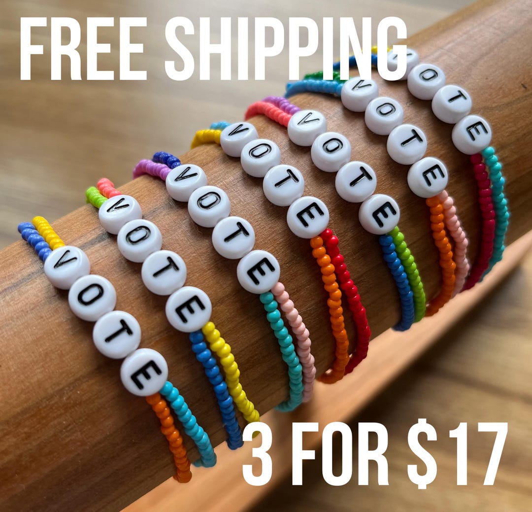 Vote Beaded Bracelet 3-pack: Multicolored Stretchy Bracelets - Etsy