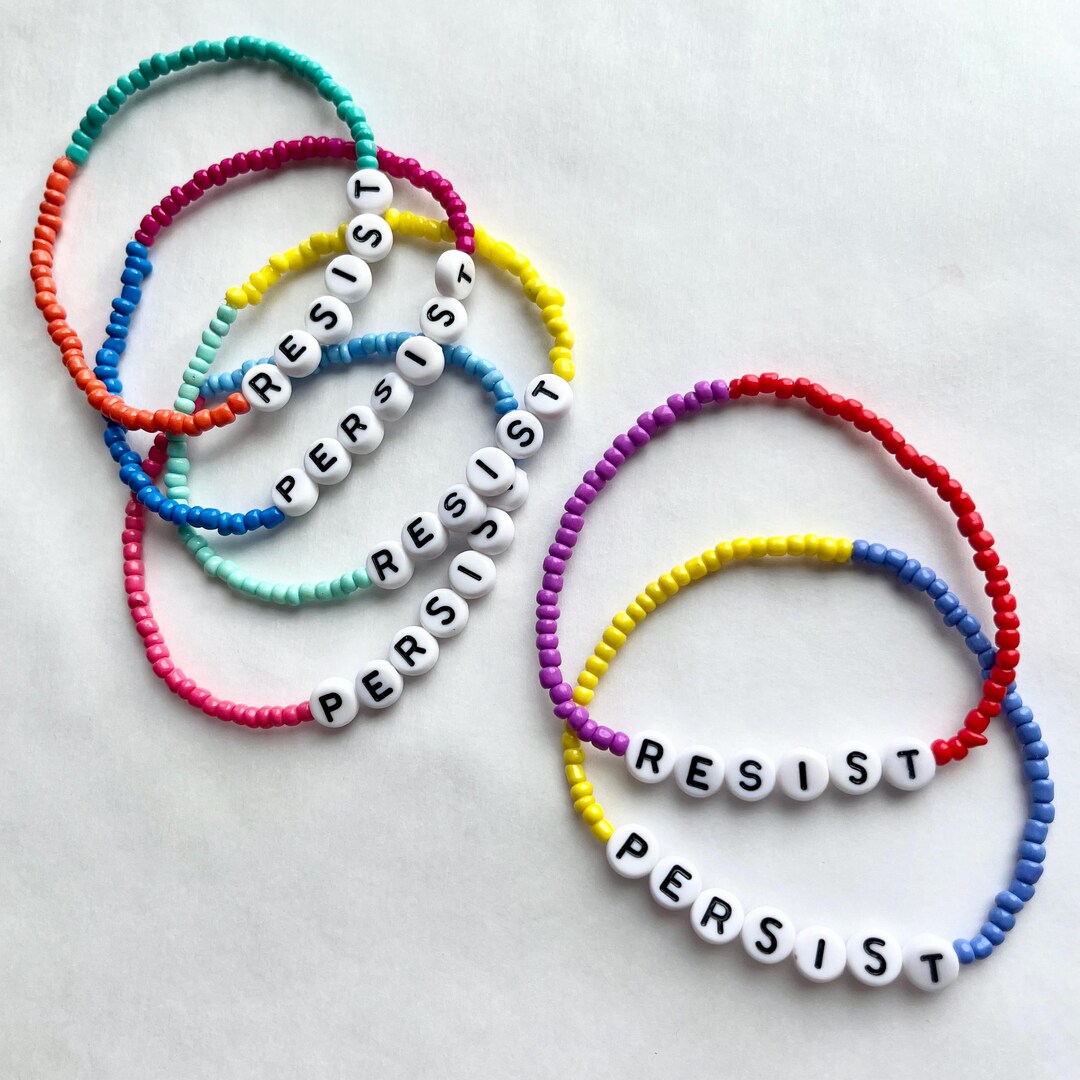 Resist Persist Beaded Bracelets: Political Resistance Jewelry Set of 2 ...