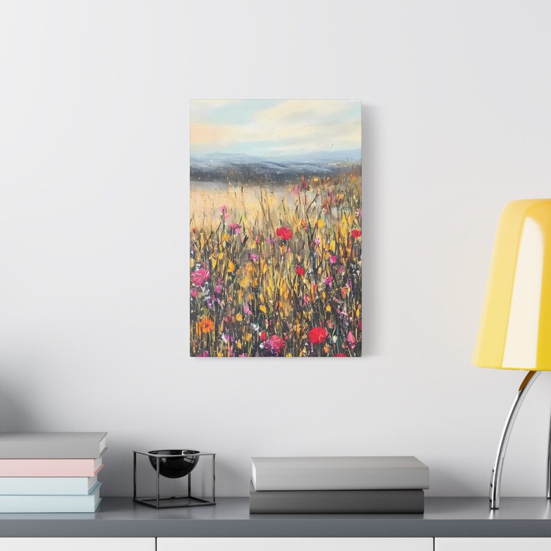 Floral Landscape Canvas, Spring Flowers, Pastel Colors, Canvas Print ...